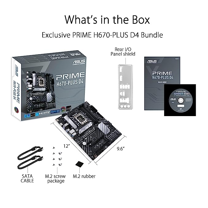 ASUS Prime H670-PLUS D4 Intel H670 (LGA 1700) ATX Motherboard with 8 ...