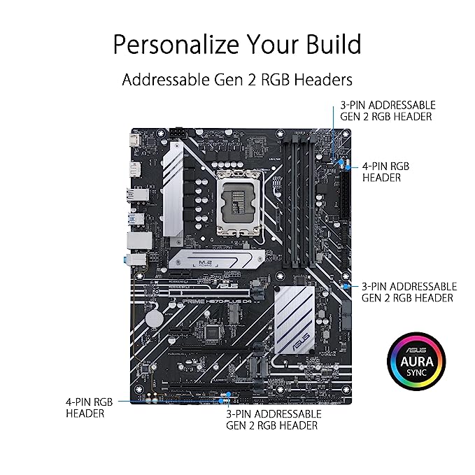 ASUS Prime H670-PLUS D4 Intel H670 (LGA 1700) ATX Motherboard with 8 ...